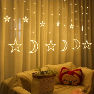 Cina 3.19M Solar Power Led Curtain Decor Curtain Moon Decorative Light Star Shape String Lights For Holiday in vendita