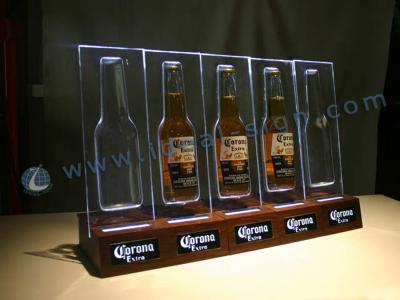 中国 LED のアクリルの白熱アルコール飲料のびんの表示棚の木の基盤 販売のため