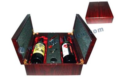 Cina Contenitori di regalo di legno del vino del pino rosso riciclabili per l'imballaggio del vino di 2 bottiglie in vendita