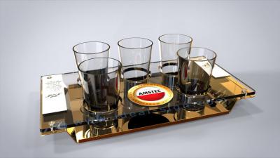 China Bandejas acrílicas e de alumínio da plataforma dobro interna do serviço para bebidas da cerveja à venda