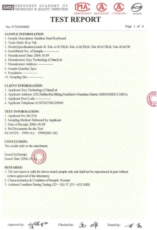 IP65 - Key Technology ( China ) Limited