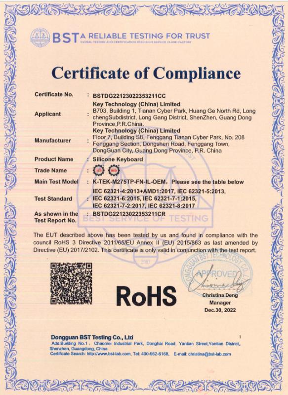 RoHS - Key Technology ( China ) Limited