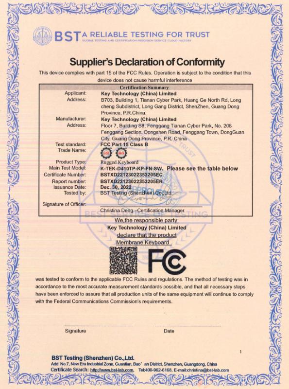 FCC - Key Technology ( China ) Limited