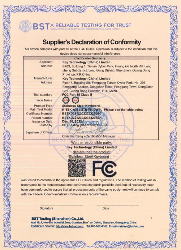 FCC - Key Technology ( China ) Limited