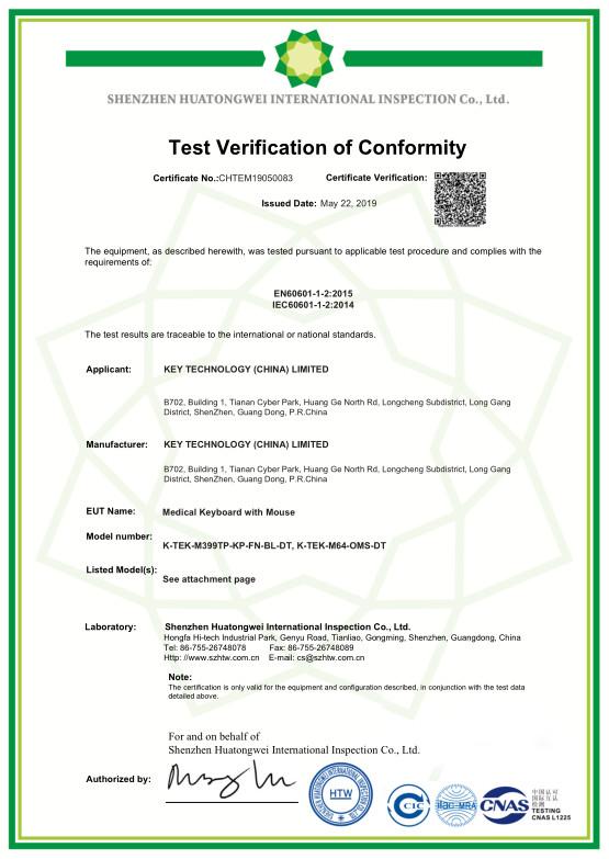 Medical Test Report - Key Technology ( China ) Limited