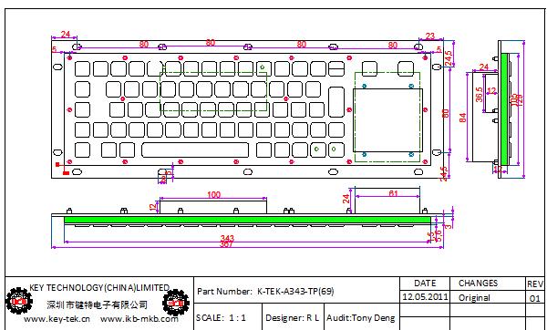 IP65 파괴자 증거 거친 터치패드를 가진 산업 스테인리스 키보드