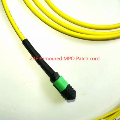 China 24F Armored MPO Patch Cord 5m MPO LC 5.0mm Yellow lszh optical cable for sale