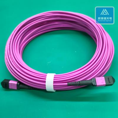China 8 Cores OM4 Spiral Armored MPO Fiber Patch 3.0mm LSZH Jacket Rodent Resistant for sale