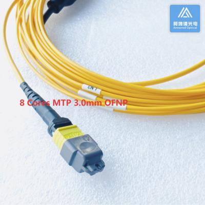 China 8 Cores SM Spiral Armored MTP-LC Fiber Patch 3.0mm OFNP Jacket Rodent Resistant for sale