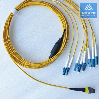 China 8 Cores SM Spiral Armored MTP-LC Fiber Patch 3.0mm OFNP Jacket Rodent Resistant for sale