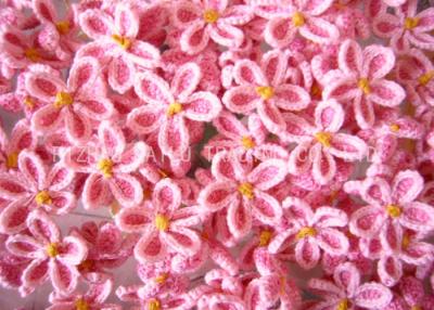 China o rosa da forma do lilás de 3.5cm faz crochê enfeites dos Appliques da roupa com 5 pétalas à venda