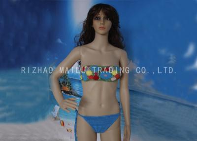 中国 海の青い花の上は赤いビードの洗濯できるハンドメイドのかぎ針編みのビキニが付いている水着のひものウエストを編みました 販売のため