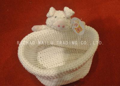 Cina Il Beanie dei canestri di stoccaggio tricottato crema lavora all'uncinetto i contenitori di stoccaggio con le maniglie dei cani in vendita