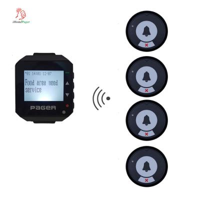 China Relógio de pulso sem fio alfanumérico personalizado de longo alcance e pager de botão usado para supermercado à venda