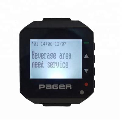 China Relógio de pulso sem fio alfanumérico personalizado de longo alcance e pager de botão usado para supermercado à venda