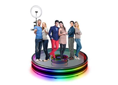China 자동인 터널 조명 360 카메라 부스 템퍼드 글라스 바닥 360 부스 사진 셀피 for sale