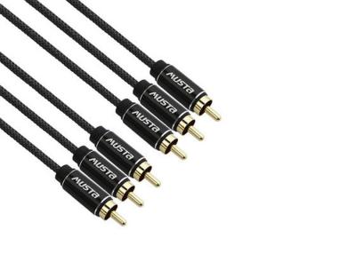 China Cablagens audio pretas 3.5mm ao cabo AUXILIAR video audio de 2Rca 3Rca para a tevê do portátil DVD à venda