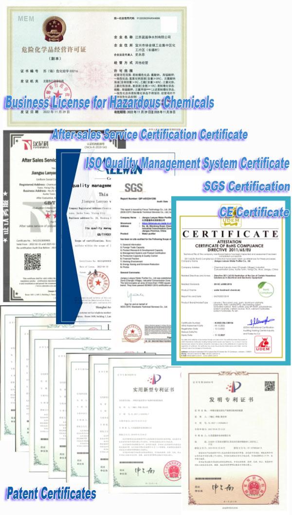 pac polyaluminium chloride power certifcates