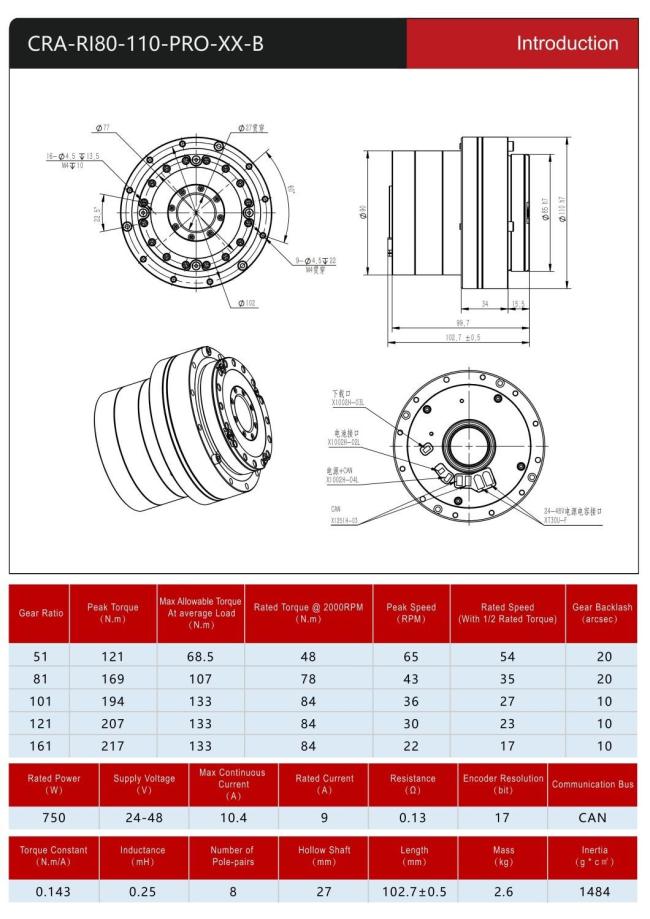 Robot Joint Motor Harmonic Reducer Joint Actuator Robot Joint Motor Module Robotic Arm Motor