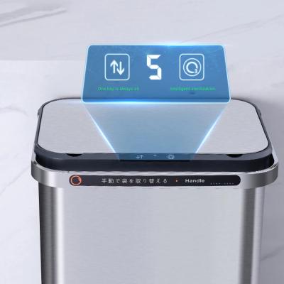 中国 Commercial Large Double-layer Dry and Wet Separation Smart Sensor Motion Waste Recycling Stainless Steel Trash Can 販売のため