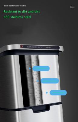 中国 Commercial Large Double-layer Dry and Wet Separation Smart Sensor Motion Waste Recycling Stainless Steel Trash Can 販売のため