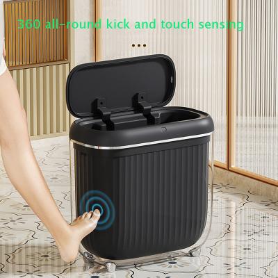 중국 Black 13 Gallon  Rectangular Motion Sensor Plastic Trash Can with Lid 판매용