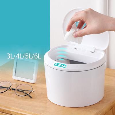 中国 Home Living Room Creative Light Luxury Style With Lid Desktop Smart Trash Can Car Sensor Automatic Trash Can 販売のため