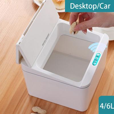 中国 4l/6l Car Trash Can Automatic Sensor Induction Trash Can Smart Dustbin Mini Desktop Waste Bin With Lid 販売のため