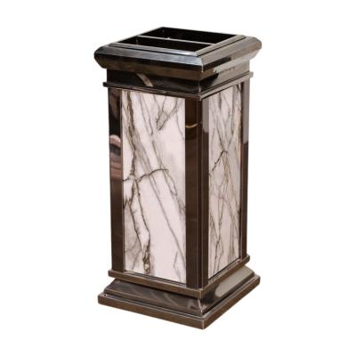 中国 Trash Dust Bin Garbage Can with Ashtray Stainless Steel Lobby Hotel Use Metal Trash Bin with Ashtray 販売のため
