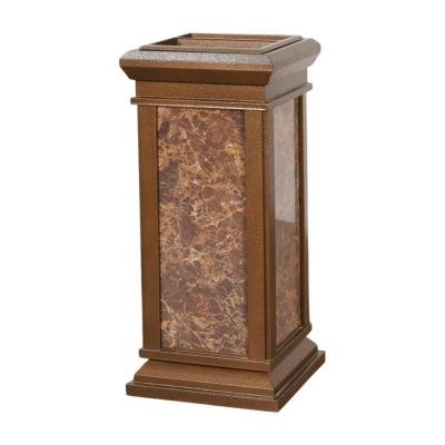 中国 Trash Dust Bin Garbage Can with Ashtray Stainless Steel Lobby Hotel Use Metal Trash Bin with Ashtray 販売のため