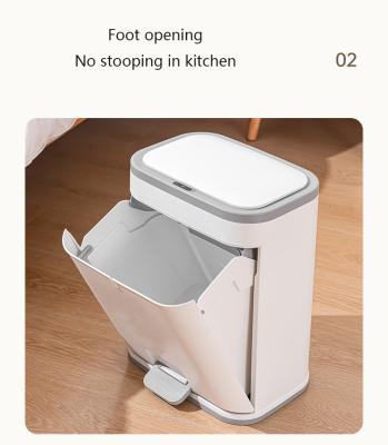 中国 Household Intelligent Induction Electronic Motion Double Open Lid Large Capacity Plastic Trash Can 販売のため