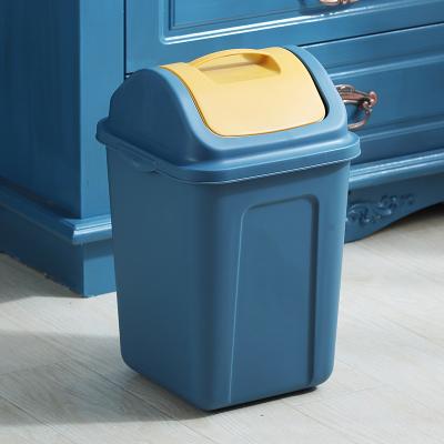 China Household Garbage Can Swing Cover Living Room Rectangular Bathroom Trash Can Garbage Bin Waste Bin With Lid en venta