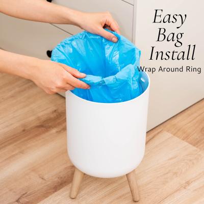 中国 Trash Can Household Push-type Multi-functional Wood Grain Bucket Bathroom Office Paper Basket Garbage Can with Plant Style Lid 販売のため