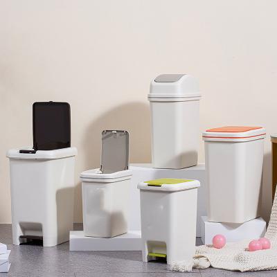 China Slim Trash Can 10L Plastic Trash Can Garbage Can with Press Top Lid Modern Waste Basket Rubbish Bin for sale