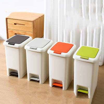 China Slim Trash Can 10L Plastic Trash Can Garbage Can with Press Top Lid Modern Waste Basket Rubbish Bin for sale