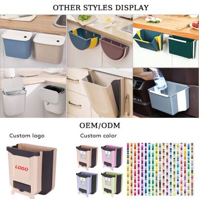 中国 Garbage Hanging Expandable Cabinet Foldable Wall Mounted Zhejiang Folding Kitchen Trash Can With Press Top 販売のため