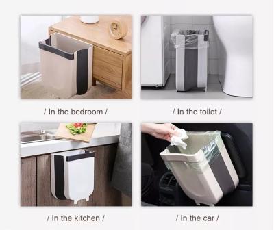 中国 Garbage Hanging Expandable Cabinet Foldable Wall Mounted Zhejiang Folding Kitchen Trash Can With Press Top 販売のため