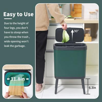 中国 House Rectangular Push Type Plastic Trash Can with Lid Kitchen Trash Can with Legs 販売のため