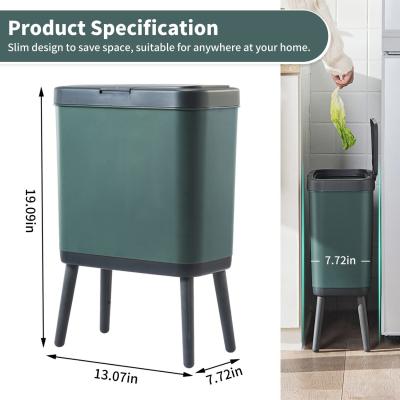 中国 House Rectangular Push Type Plastic Trash Can with Lid Kitchen Trash Can with Legs 販売のため