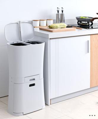 中国 18L/36L Custom Recycling Double Bucket Three Compartments Sorted Trash Bin 販売のため