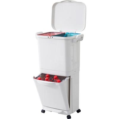 中国 Double-layer Kitchen Household Dry and Wet Separation with Lid Deodorant Pedal Sorting Trash Can 販売のため