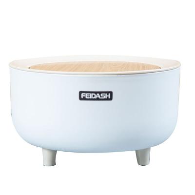 中国 Wood Grain Round Household Desktop Mini Simple Large-capacity Wastepaper Basket Plastic High-footed Trash Can 販売のため