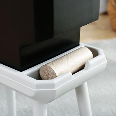 중국 Trash Can with Lid Plastic Garbage Can with Push Button Narrow Modern Waste Basket for Kitchen Slim Dogproof Bedroom Garbage Bin 판매용