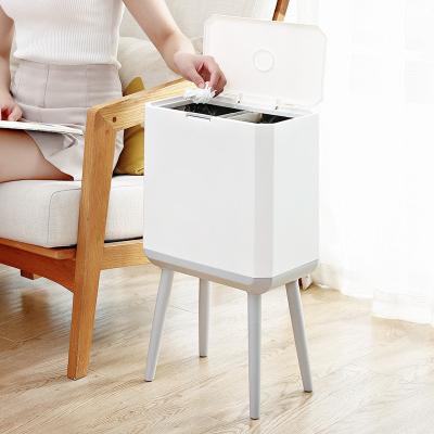 中国 Trash Can with Lid Plastic Garbage Can with Push Button Narrow Modern Waste Basket for Kitchen Slim Dogproof Bedroom Garbage Bin 販売のため