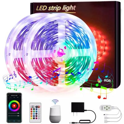 중국 5M 12V 5050 주소형 RGB LED SMD 음악 색상 변경 원격 앱 제어 유연 스마트 판매용