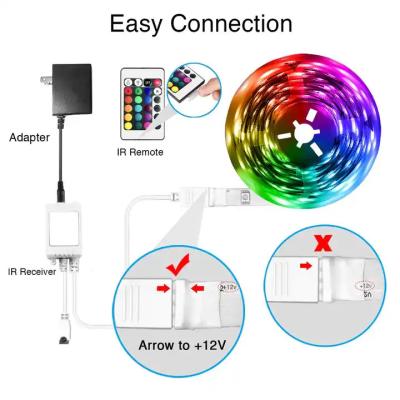 중국 5M 12V 5050 주소형 RGB LED SMD 음악 색상 변경 원격 앱 제어 유연 스마트 판매용