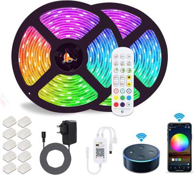 중국 24/44 키 와이파이 라이트 스트립 키트 1m 20m 5050RGB 다채로운 블루투스 스마트 APP 제어 Ip65 LED 유연 빛 판매용