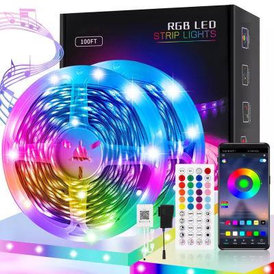 중국 24/44 키 와이파이 라이트 스트립 키트 1m 20m 5050RGB 다채로운 블루투스 스마트 APP 제어 Ip65 LED 유연 빛 판매용