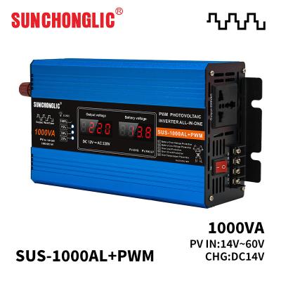 Cina Invertitore di carica solare da 12v a 220v 1000va 1000w Invertitore di potenza di onda sinusale modificato in vendita