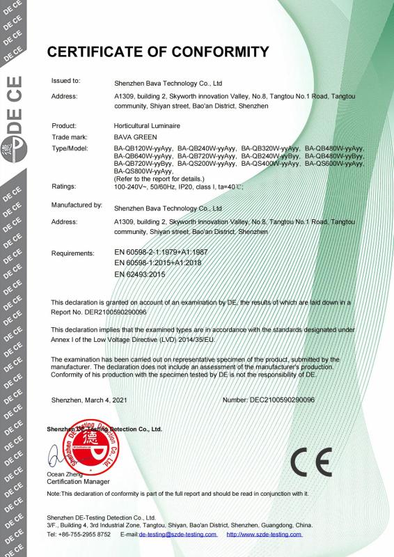 CE-LVD - Shenzhen Bava Technology Co.,Ltd